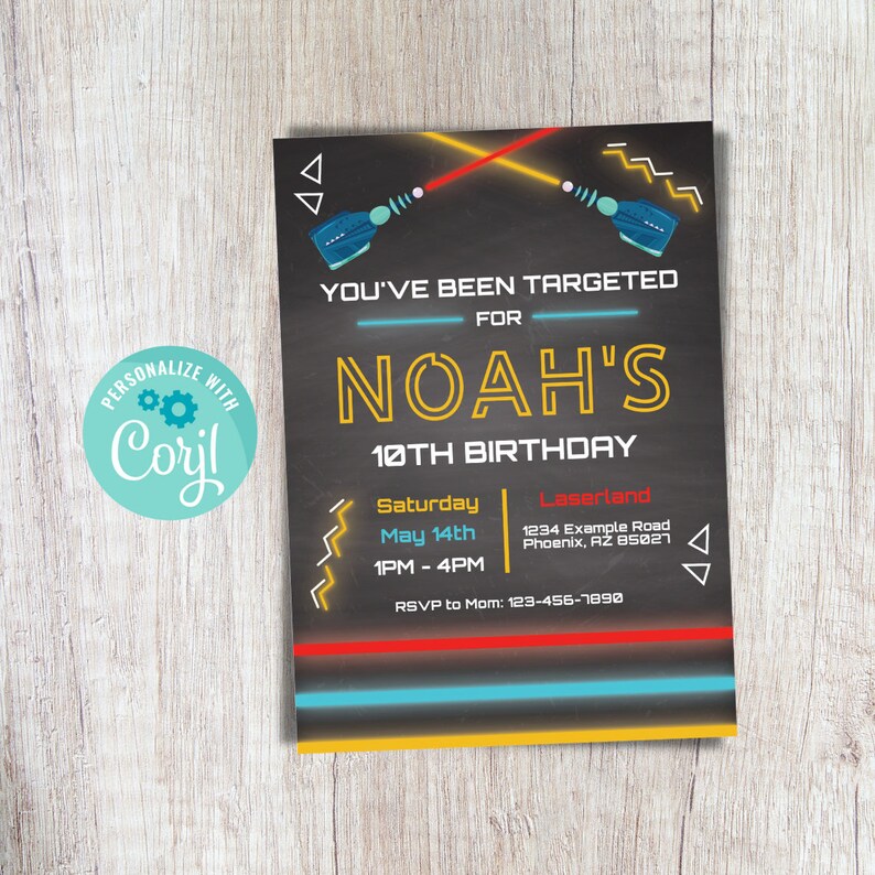 Editable Laser Tag Birthday Invitation Laser Tag Invitation Lasertag ...