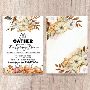 Thanksgiving Dinner Invitation Let's Gather Thanksgiving Invite Let's ...