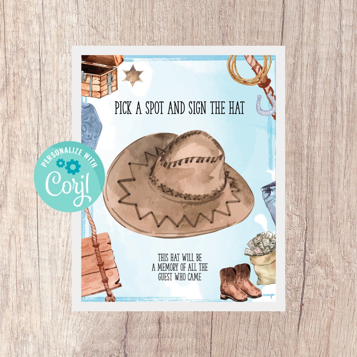 Sign the Cowboy Hat Baby Shower Sign Cowboy Baby Shower Cowboy on the ...