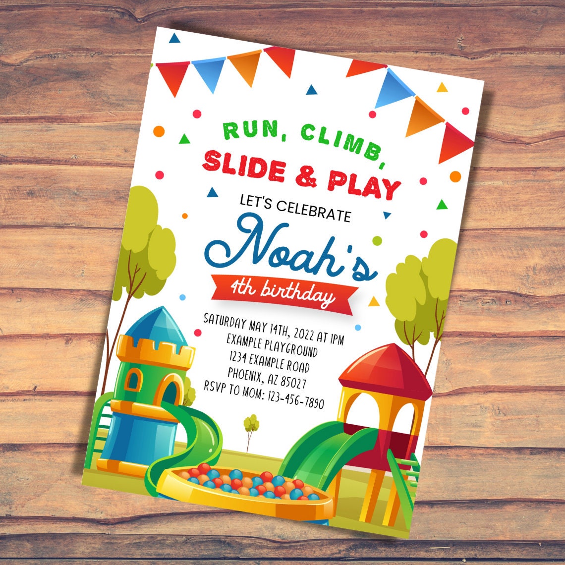 Editable Playground Birthday Invitation Kids Park Part - Etsy