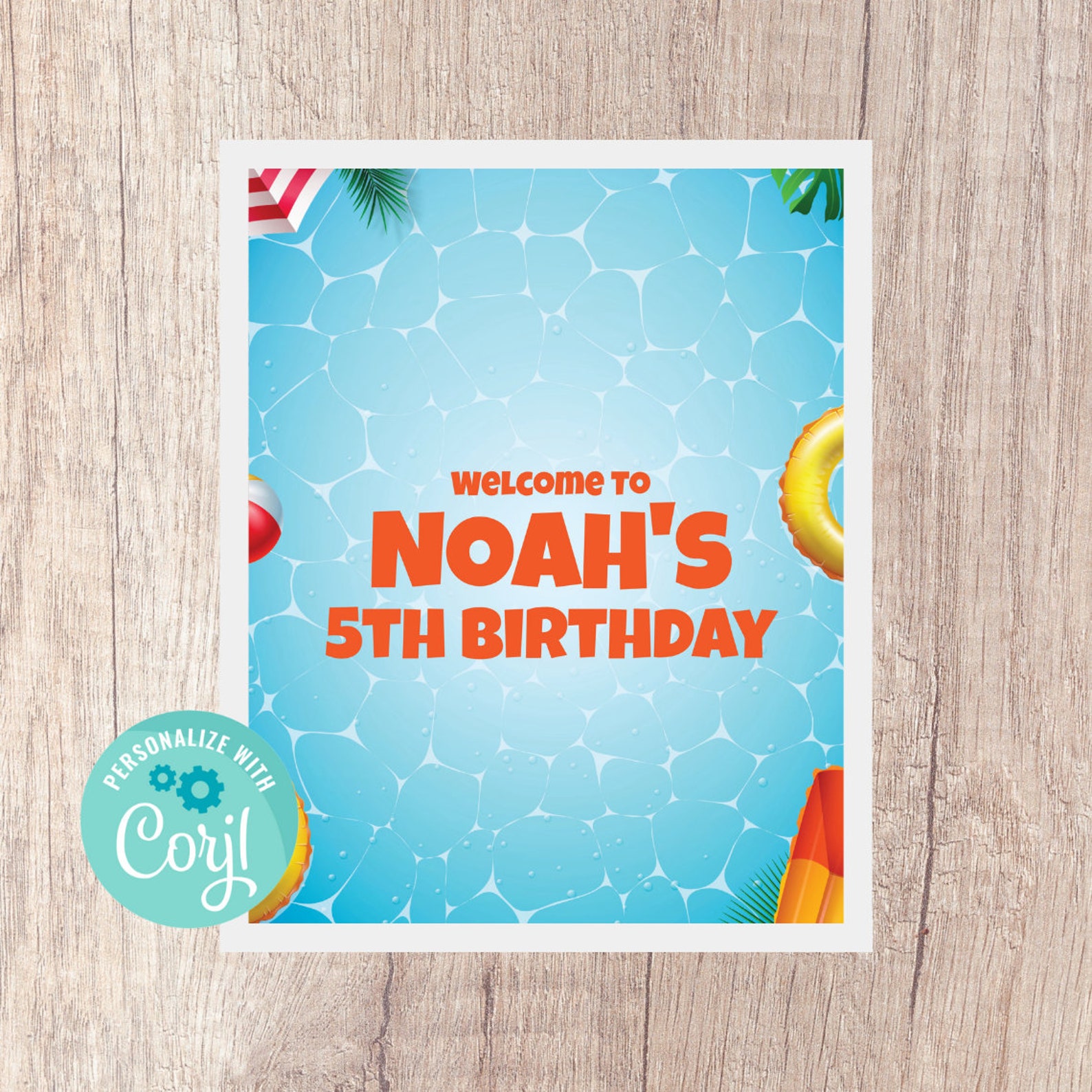 Editable Pool Party Welcome Sign Pool Party Boy Girl Beach - Etsy