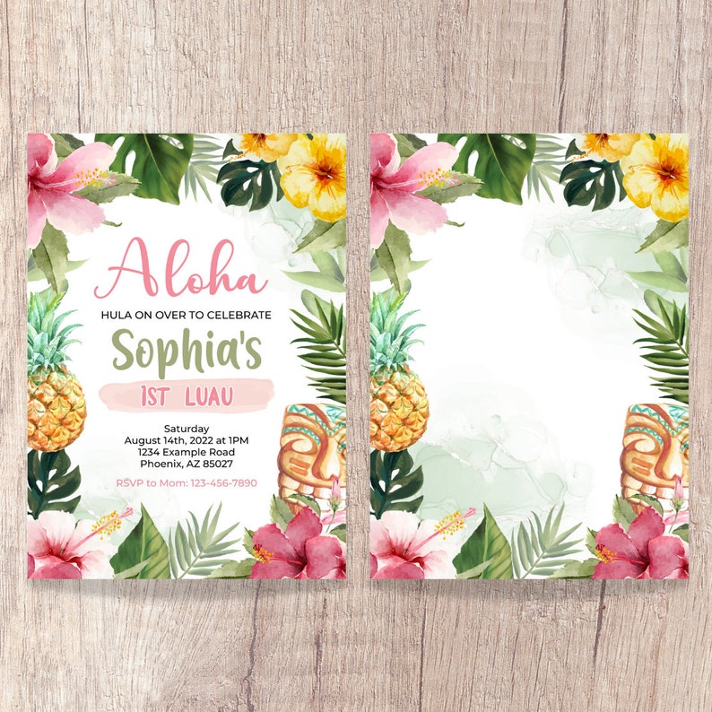 Luau Birthday Invitation Luau Invitation Hawaiian Luau - Etsy