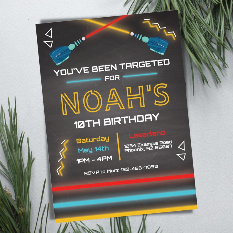 Editable Laser Tag Birthday Invitation Laser Tag Invitation Lasertag ...