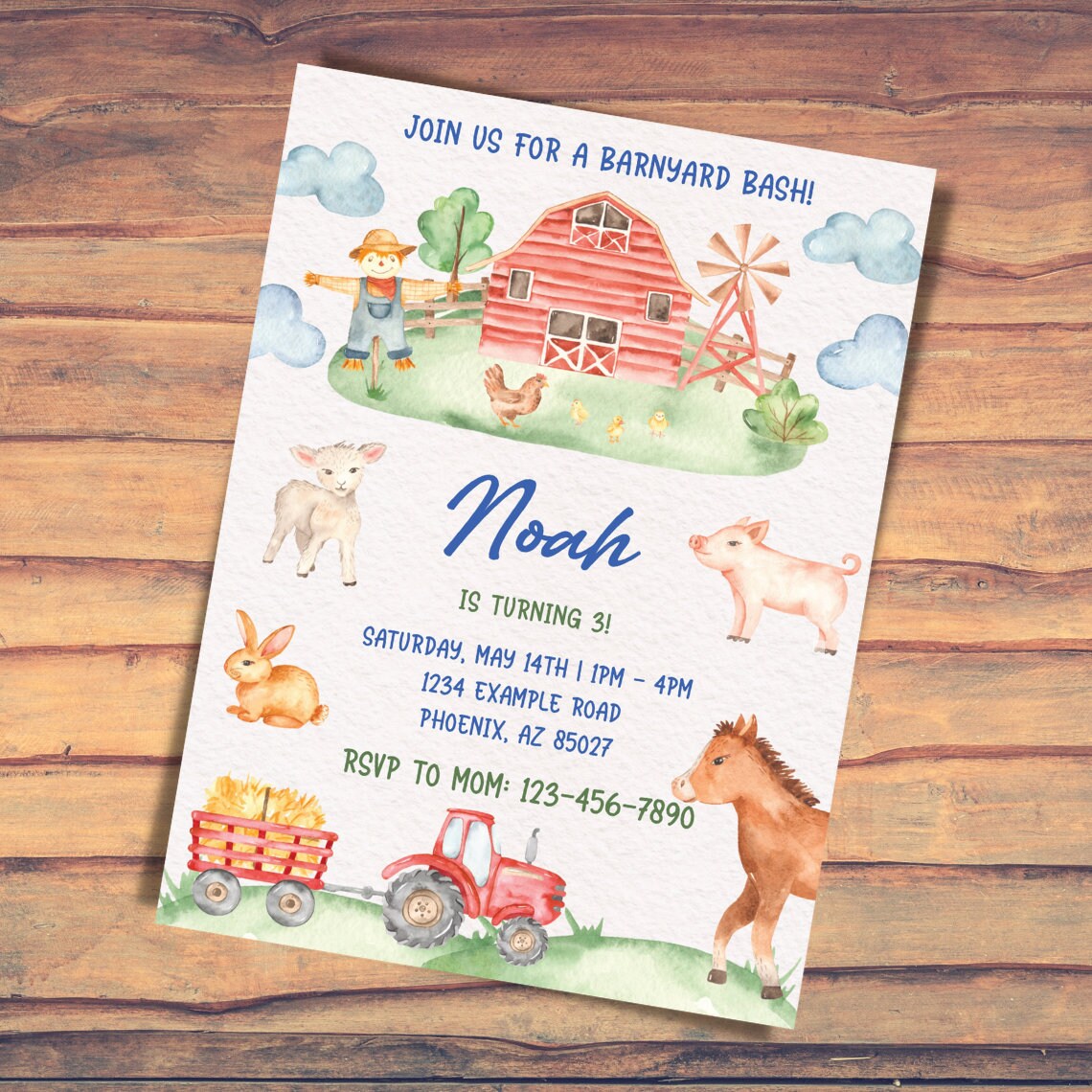 Editable Farm Invitation Farm Animals Birthday Invitation Barnyard ...