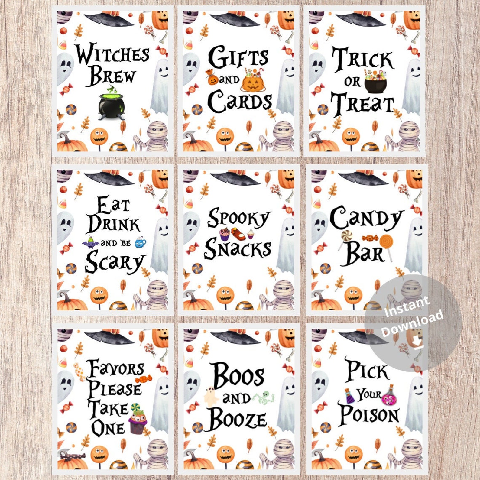Halloween Party Sign Bundle Set of 9 Halloween Party Signs Birthday ...