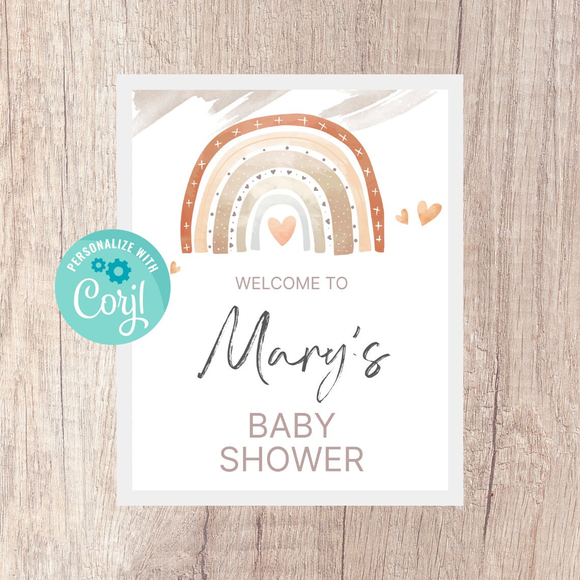 Rainbow Baby Shower Welcome Sign Editable Boho Rainbow Baby Shower ...