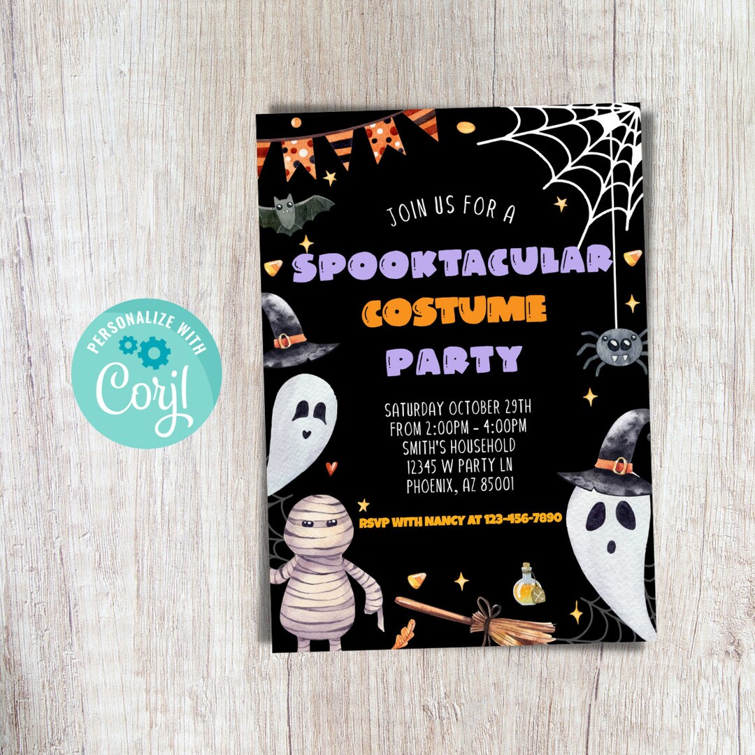 Halloween Costume Party Invitation Spooky Halloween Costume Party for ...