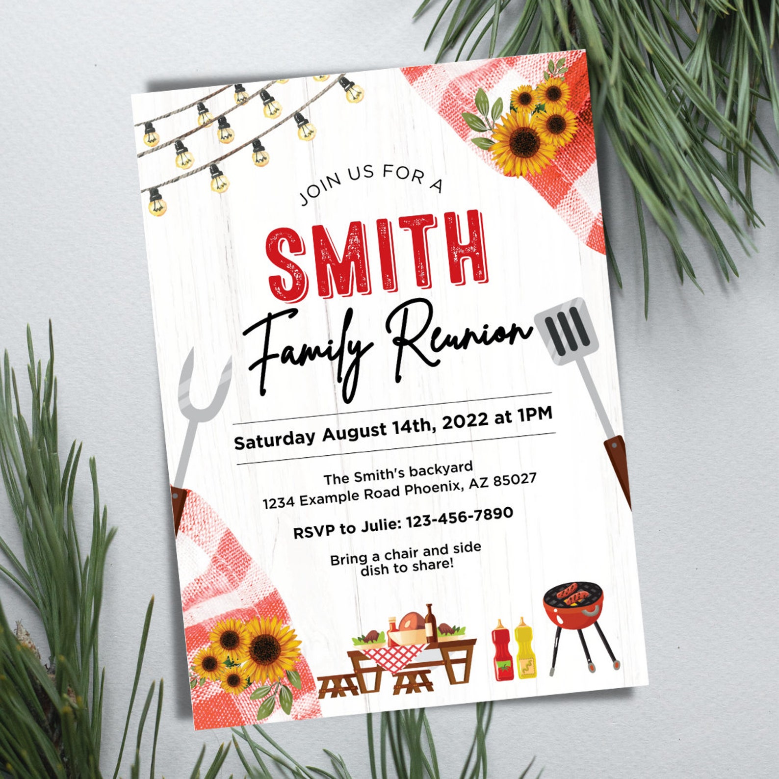 Family Reunion Invitation Family Summer BBQ Barbeque Family Party ...