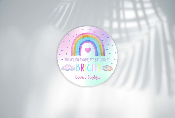 Editable Rainbow Birthday Favor Tag Rainbow Girl Birthday - Etsy
