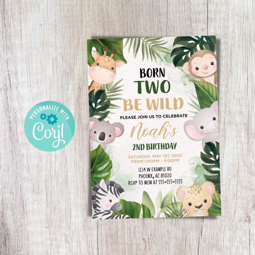 Born Two Be Wild Invitation Editable Born to Be Wild Birthday ...