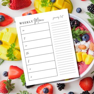 Weekly Meal Plan Template 8.5x11 modern, Simple, Black and White Weekly ...