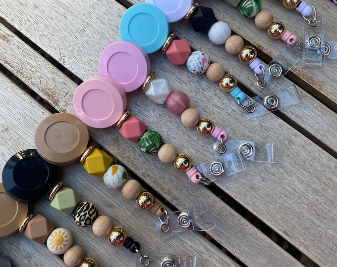 Beaded Badge Reel Nurse ID Badge Reel Teacher Badge Gift Retractable ...