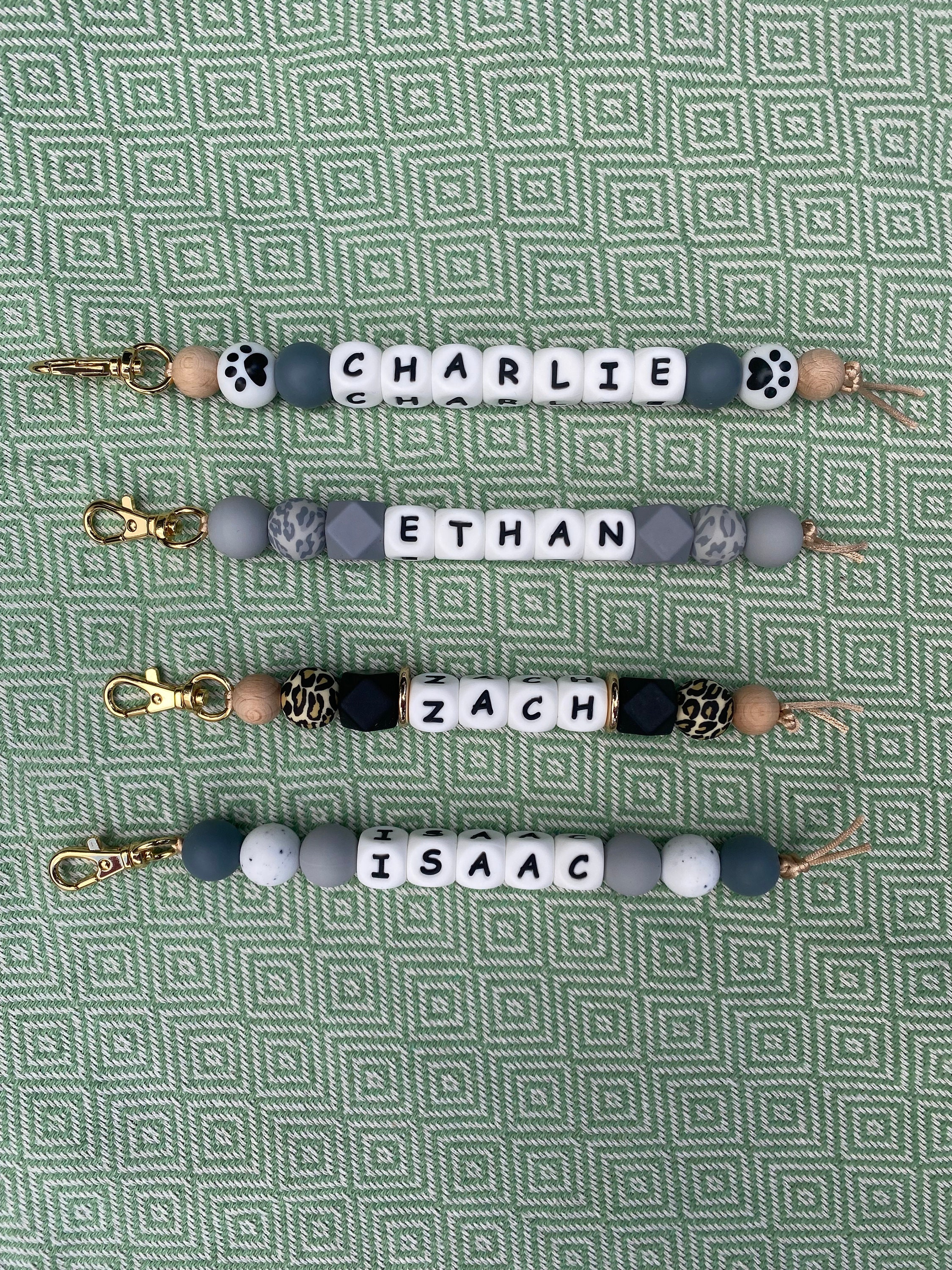 Personalized Beaded Keychain, Backpack Keychain, Personalized Name Tag ...