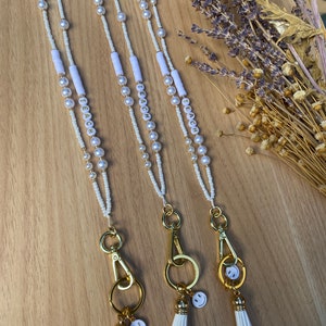 Star TEACH Lanyard, Teacher Lanyard, Beaded Lanyard, Neutral Beaded ...
