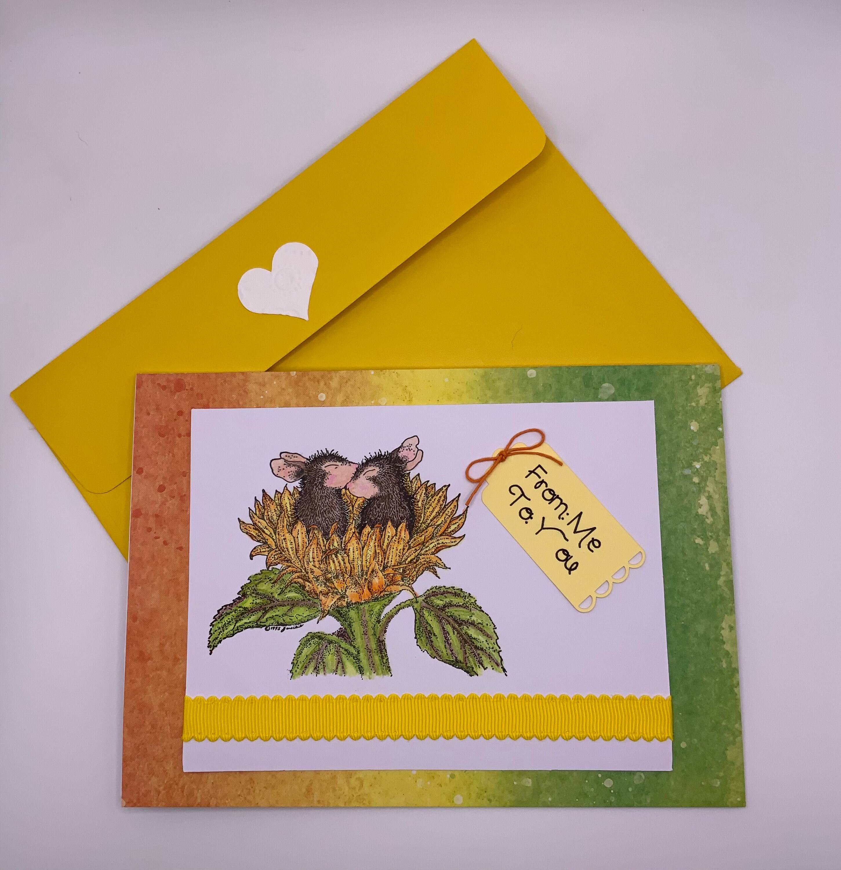 Mouse and Sunflower Greeting Card, Unique Handmade Greeting Card ...