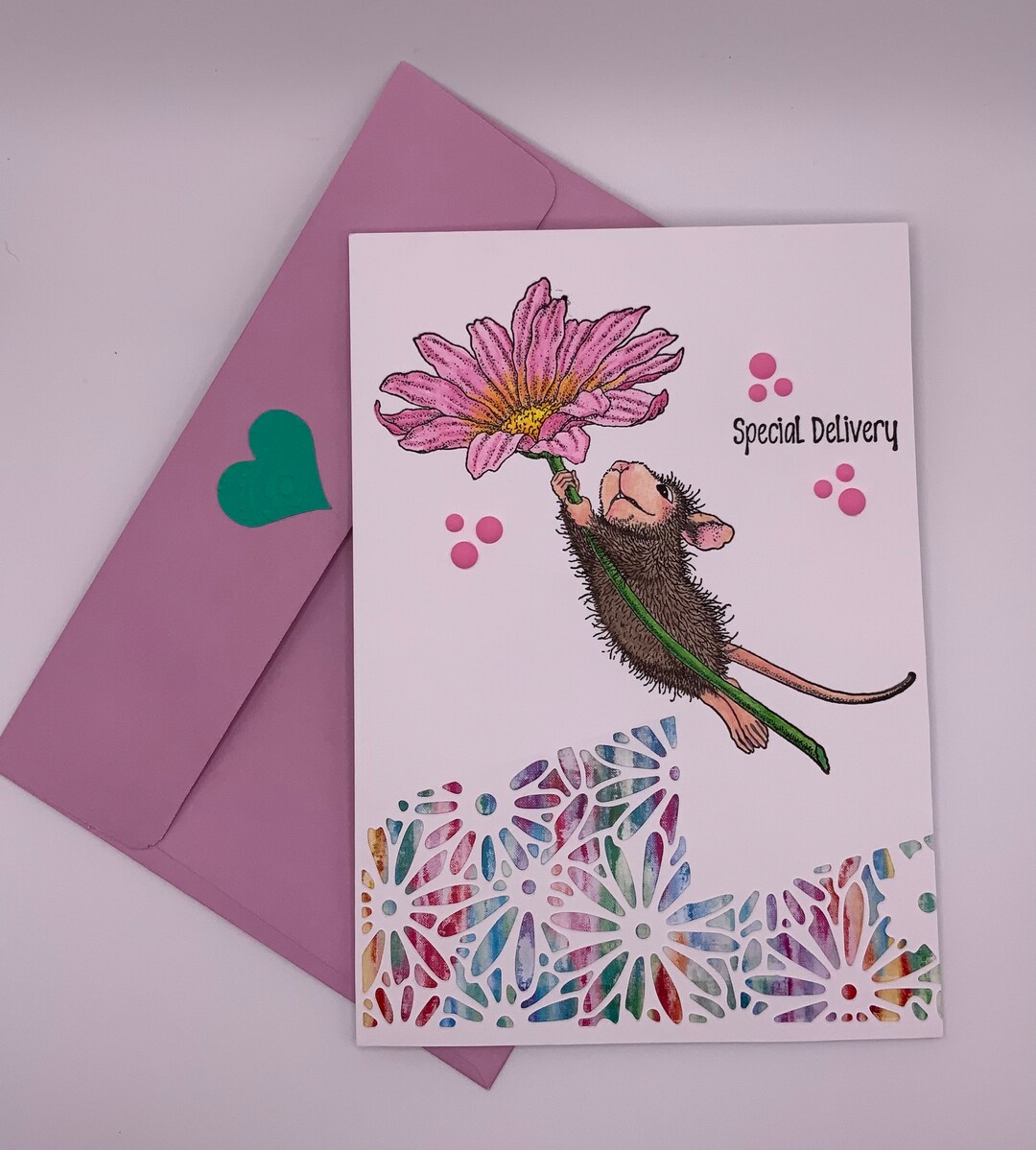 Flying Mouse Greeting Card, Unique Handmade Greeting Card, Summer ...
