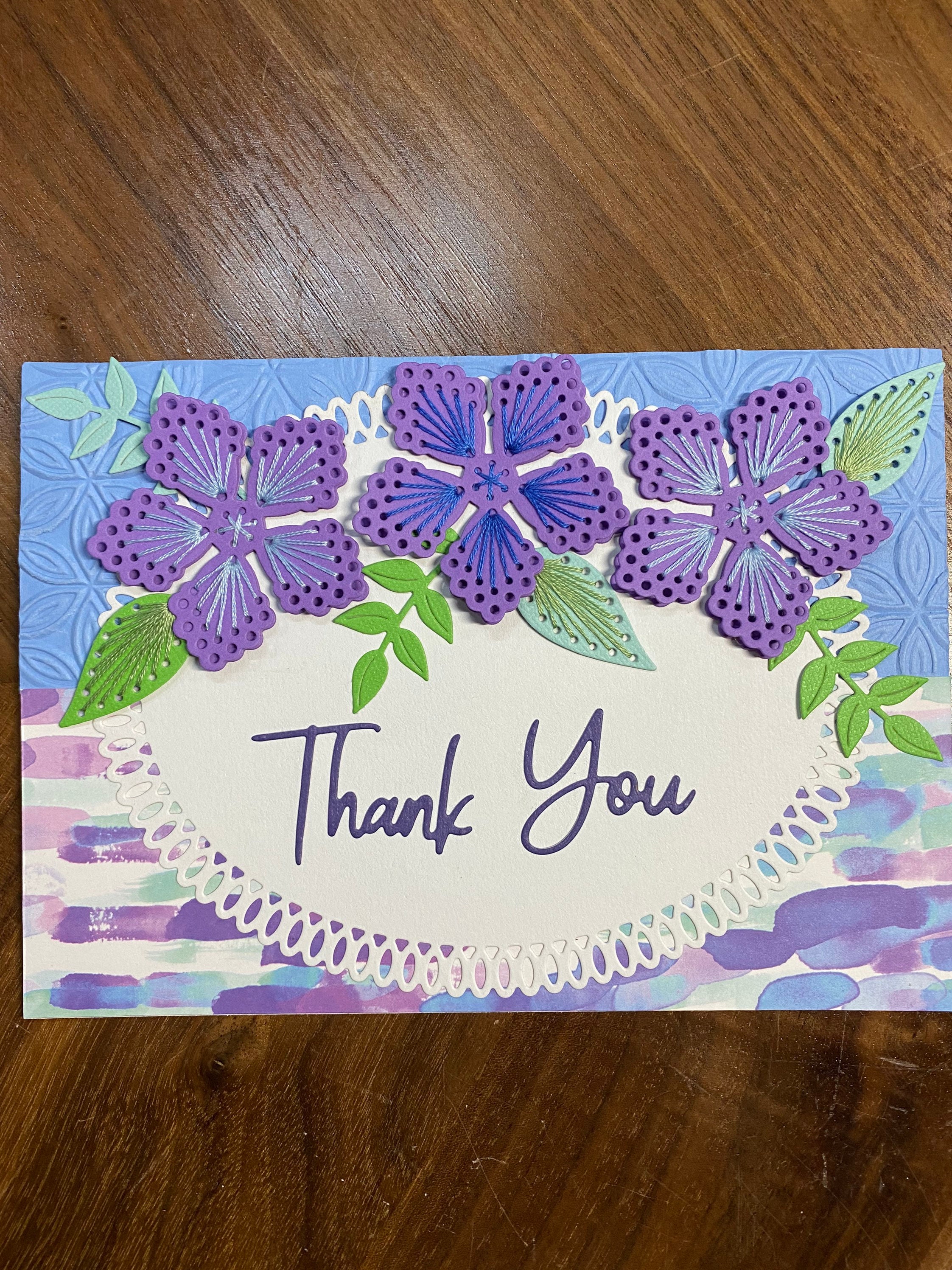 Flower Embroidered Greeting Card, Unique Handmade Card, Customize ...