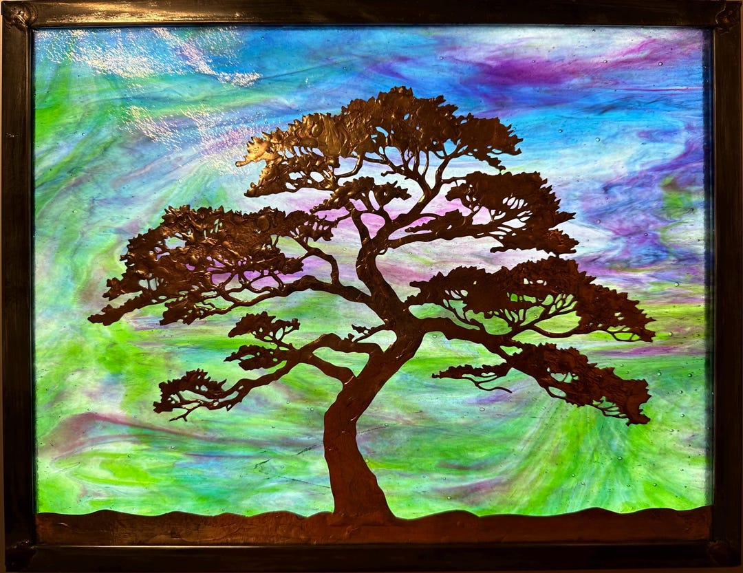 Stained Glass Copper Overlay Window, Christmas Gift, Anniversary Gift ...