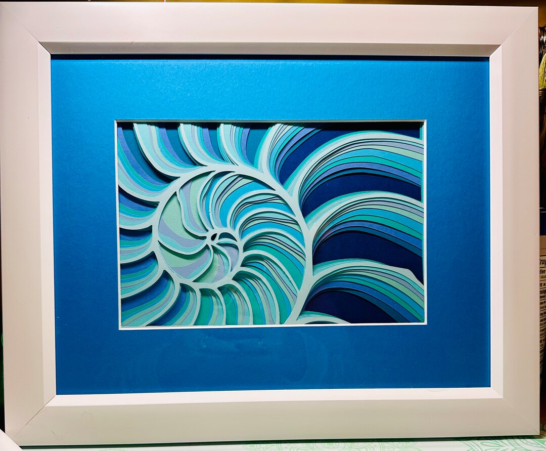 Layered Paper Art, Colors of the Ocean, Beach and Nautilus Theme ...