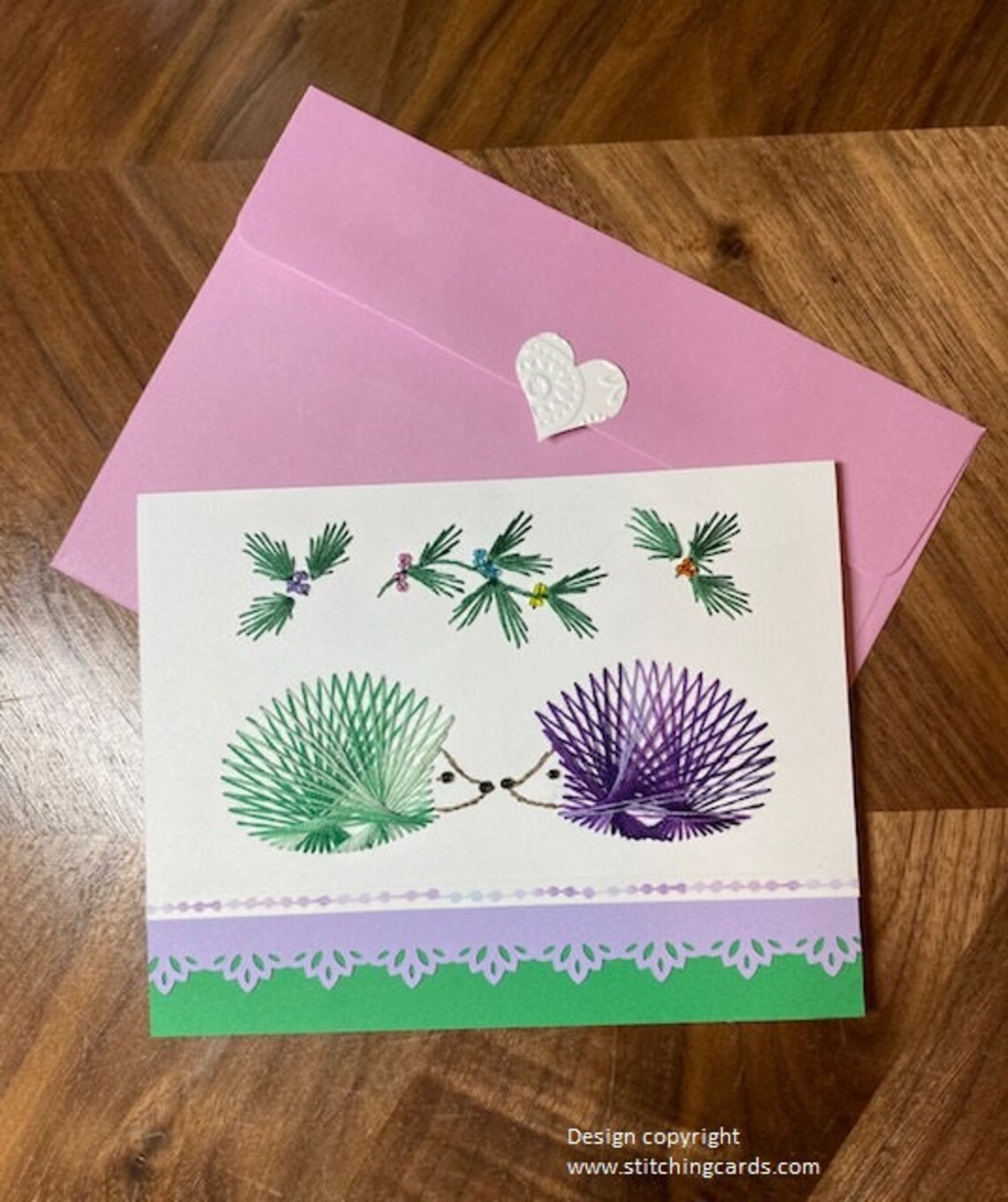 Hedgehog Embroidered Greeting Card Unique Handmade - Etsy