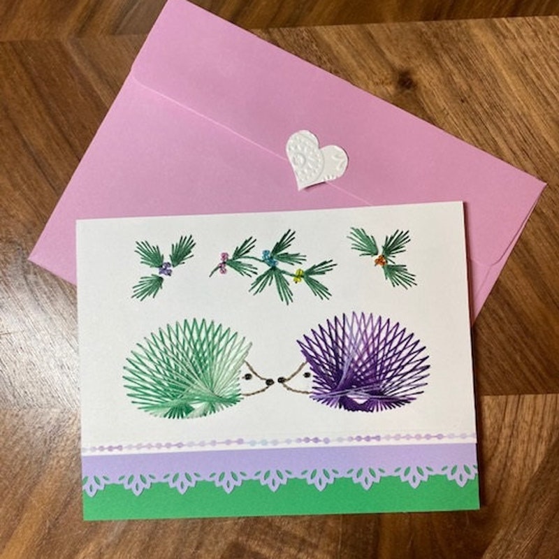 Embroidered Card - Etsy