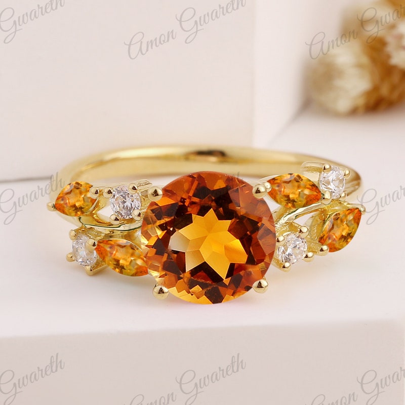 Gold Citrine Ring Size 8 - Etsy