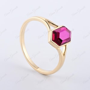Ruby Ring Vintage Bezel Setting Ruby Ring Solid 14k Yellow Gold Ring Solitaire Ring Unique ...
