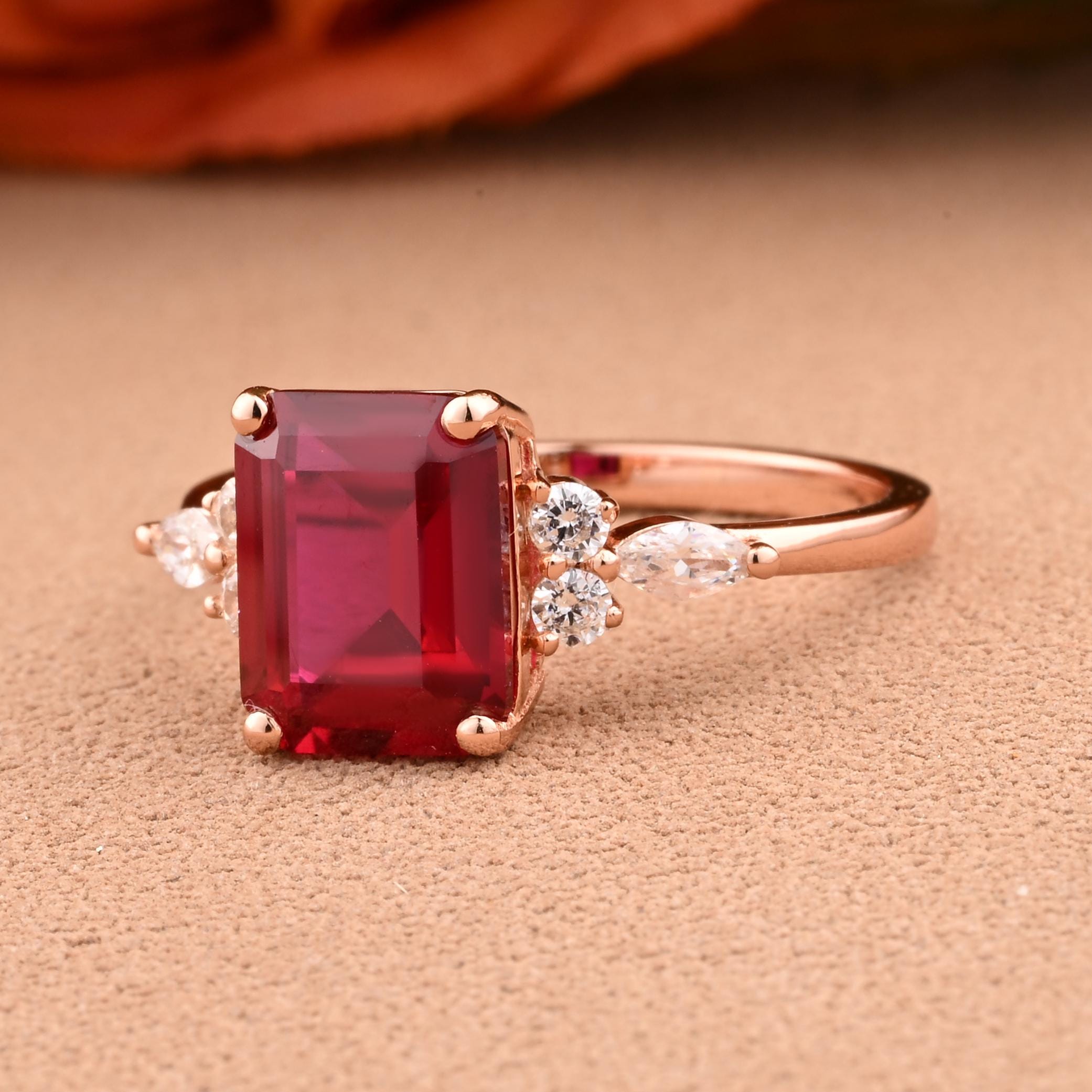 Vintage Ruby Engagement Ring Art Deco Red Ruby Rings July Birthstone ...