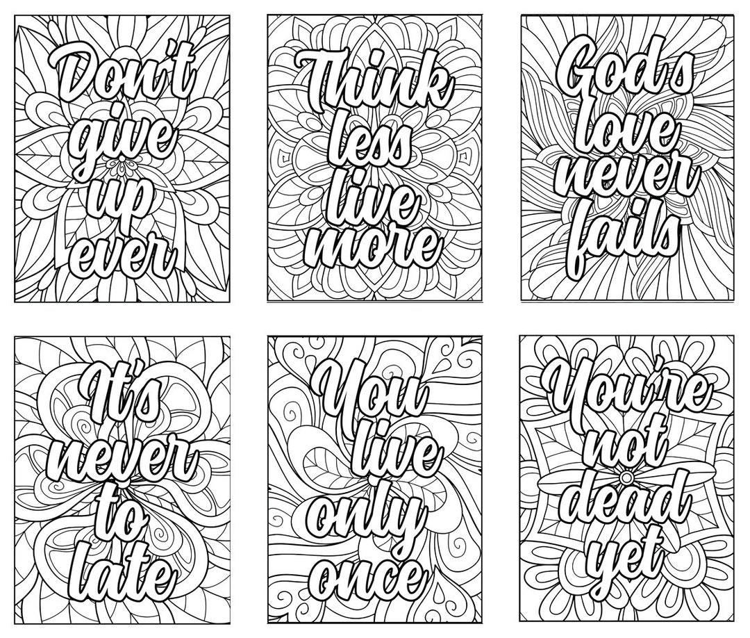 Inspirational Adult Coloring Pages, Motivational Quotes, Digital ...