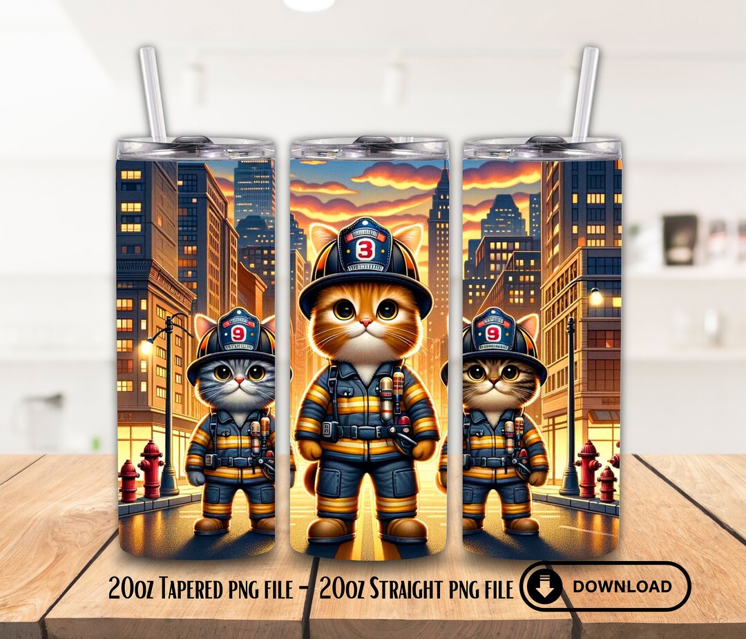 Tumbler Digital Image, Instant Download, PNG File, Animals, Firefighter ...