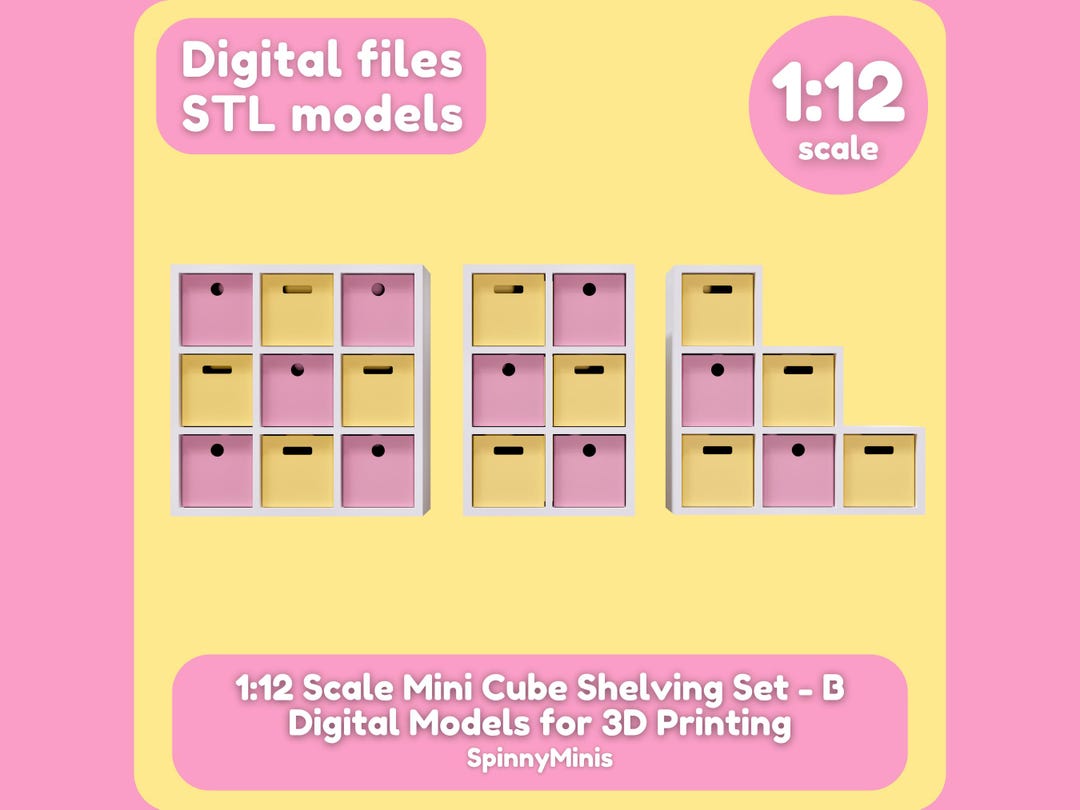 Digital Files - 1:12 Miniature Cube Shelving Set - Set B - Models for ...