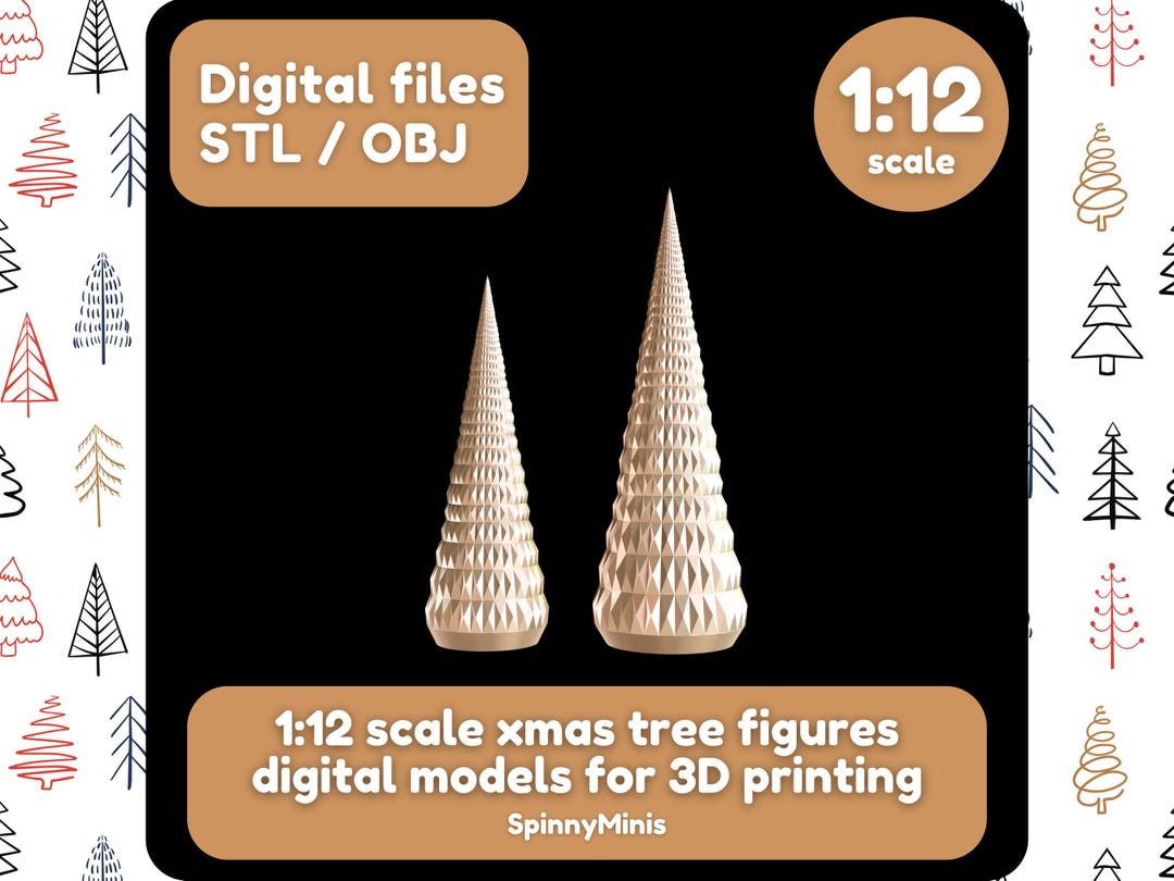 Digital Files - 1:12 Scale Miniature Christmas Tree Figures Set of 2 ...