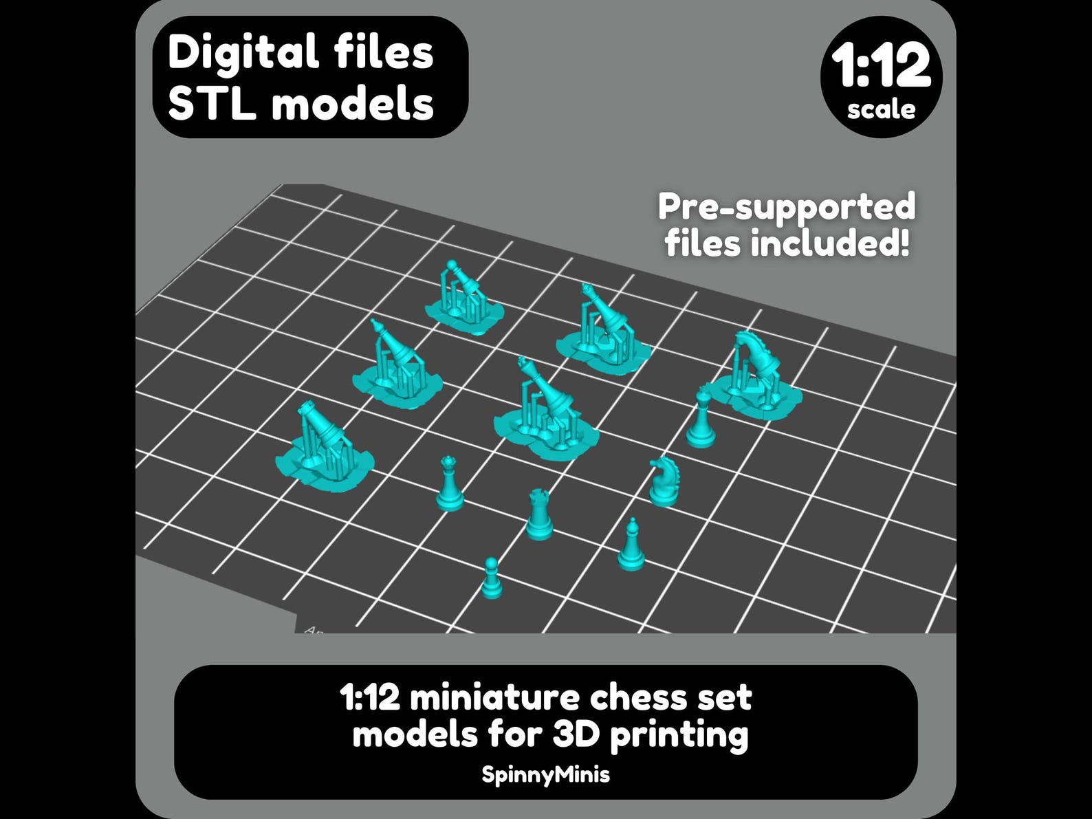 Digital Files - 1:12 Miniature Chess Set - Pieces and Board - Models ...