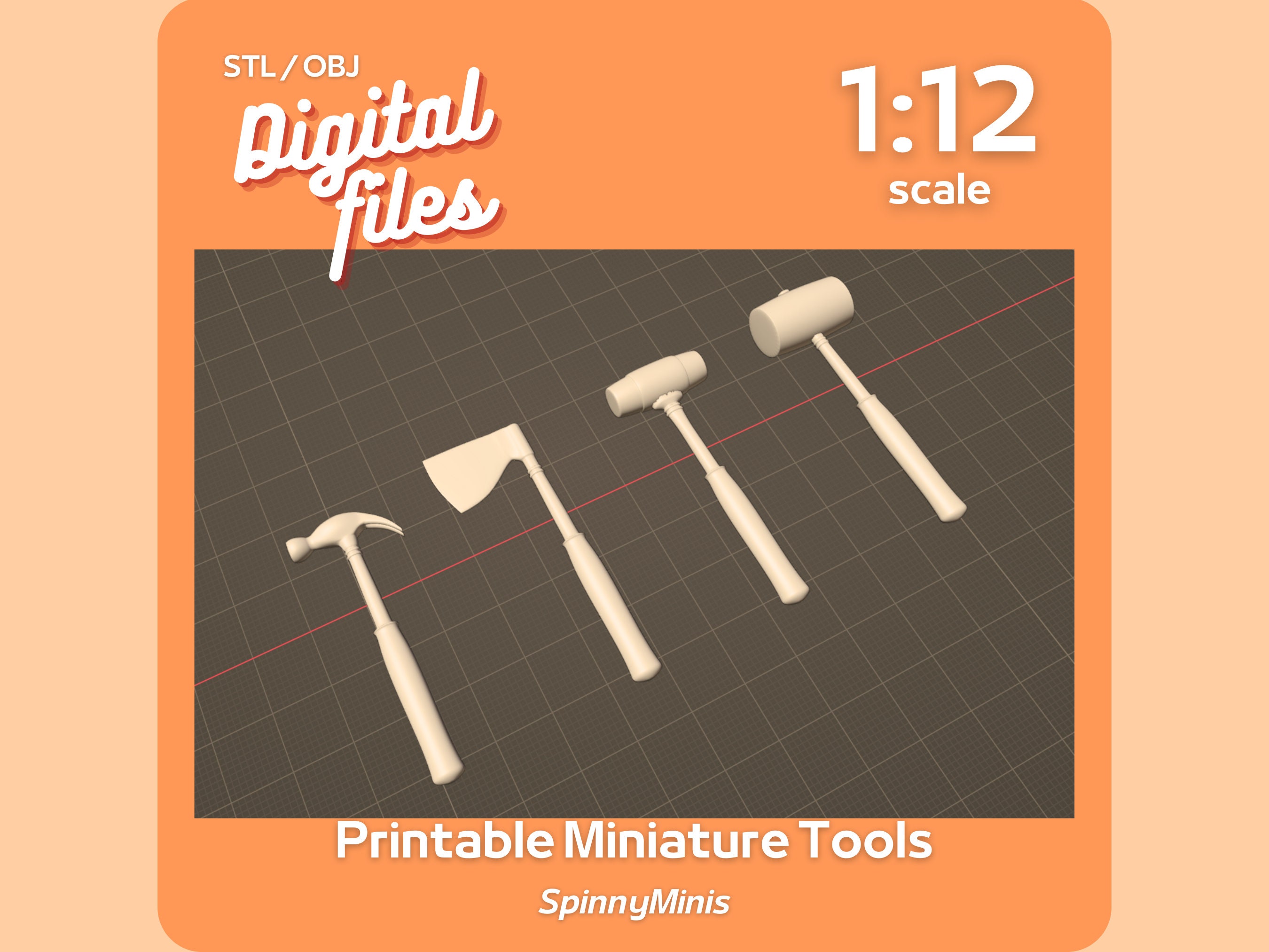 Digital Files - 1:12 Miniature Tools for Shed, Garden - Hammer, Gympie ...