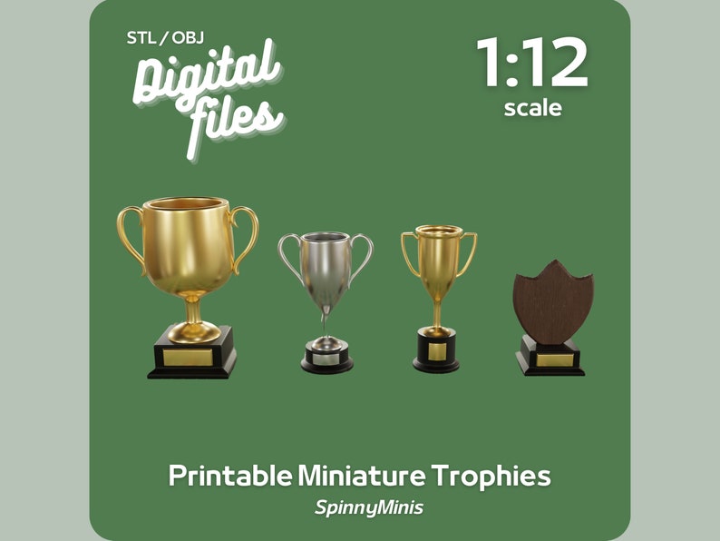 Digital Files - 1:12 Miniature Trophies Four Styles - Models for 3D ...
