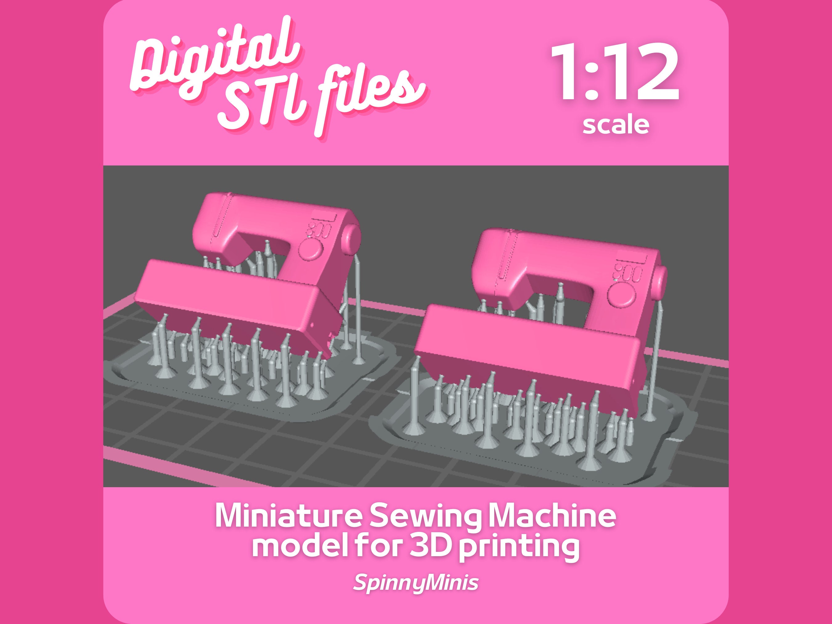 Digital Files 1:12 Miniature Modern Sewing Machine STL Models for 3D ...