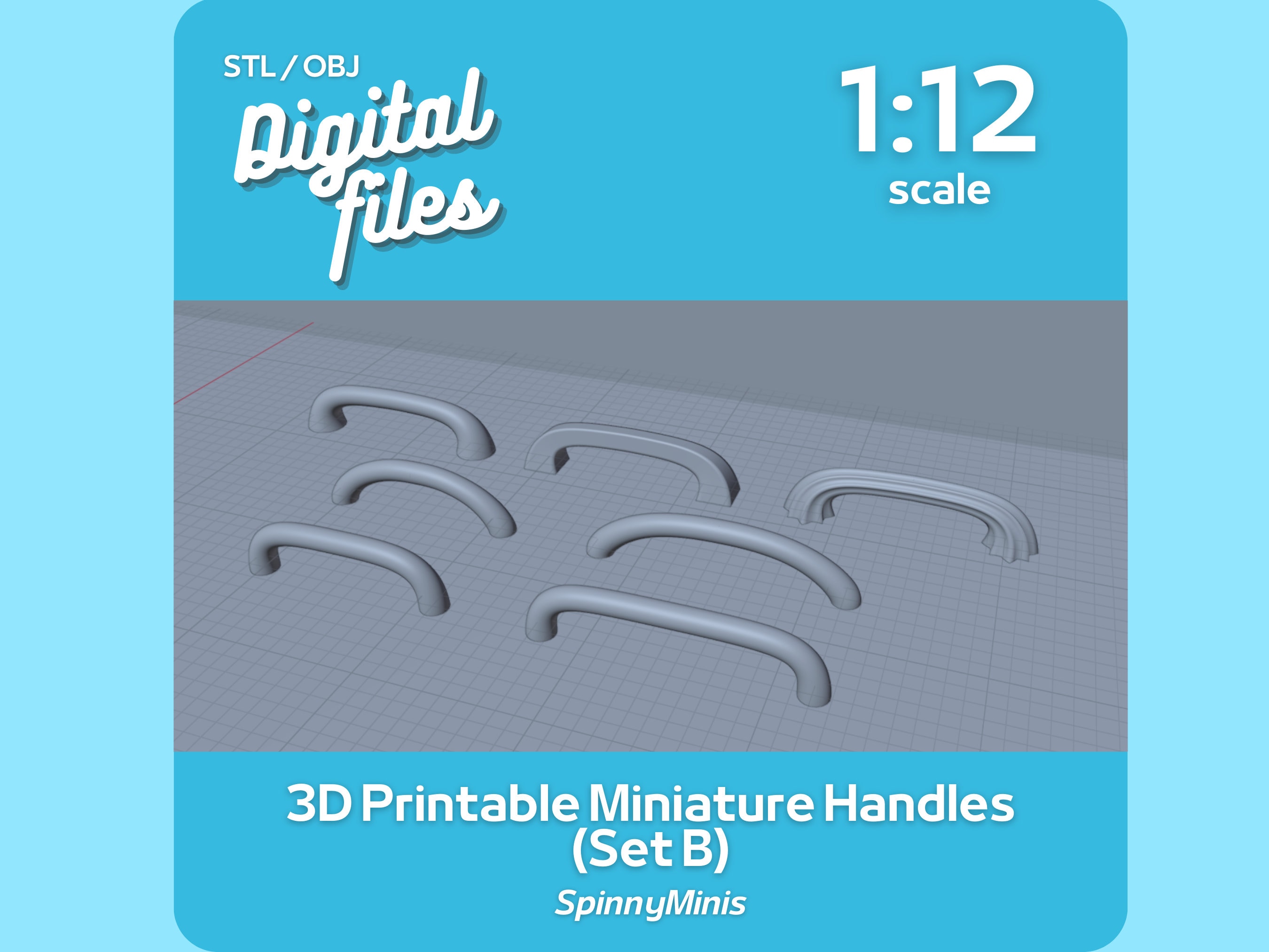 Digital Files 1:12 Miniature Handles for Cabinets, Oven, Fridge Etc Set ...