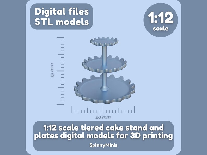 Digital Files - 1:12 Miniature Tiered Cake Stand and Serving Plates ...