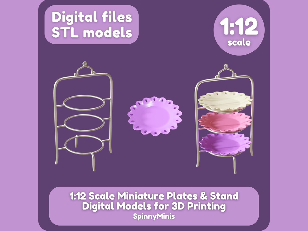 Digital Files - 1:12 Miniature Plates & Plate Stand - Models for 3D ...