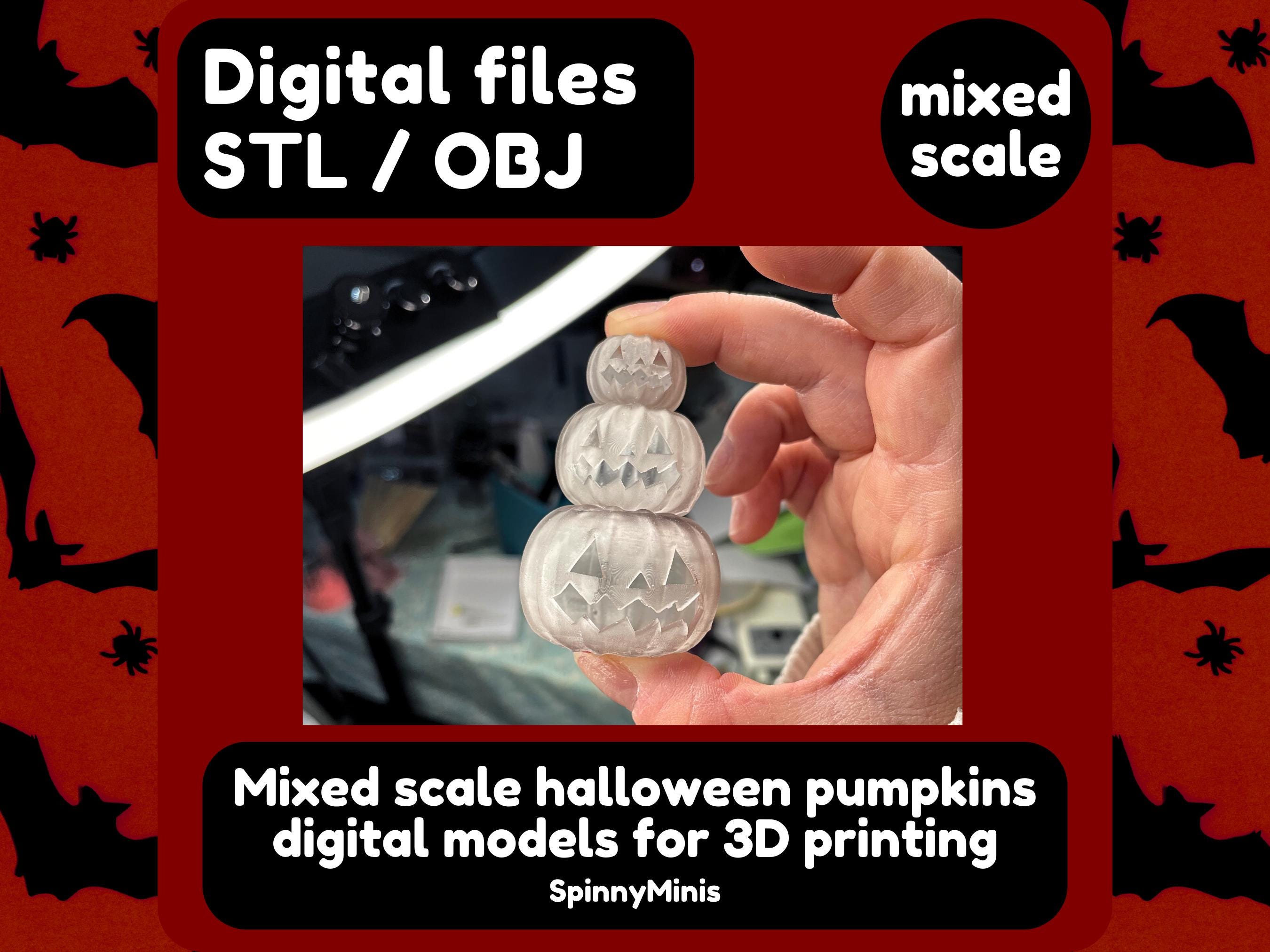 Digital Files - Mixed Scale Miniature Pumpkins for Dollhouse Halloween ...