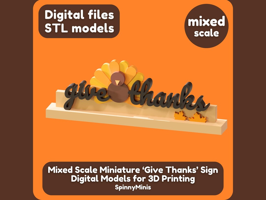 Digital Files - 'give Thanks' Thanksgiving Sign - Mixed Scale - Models ...