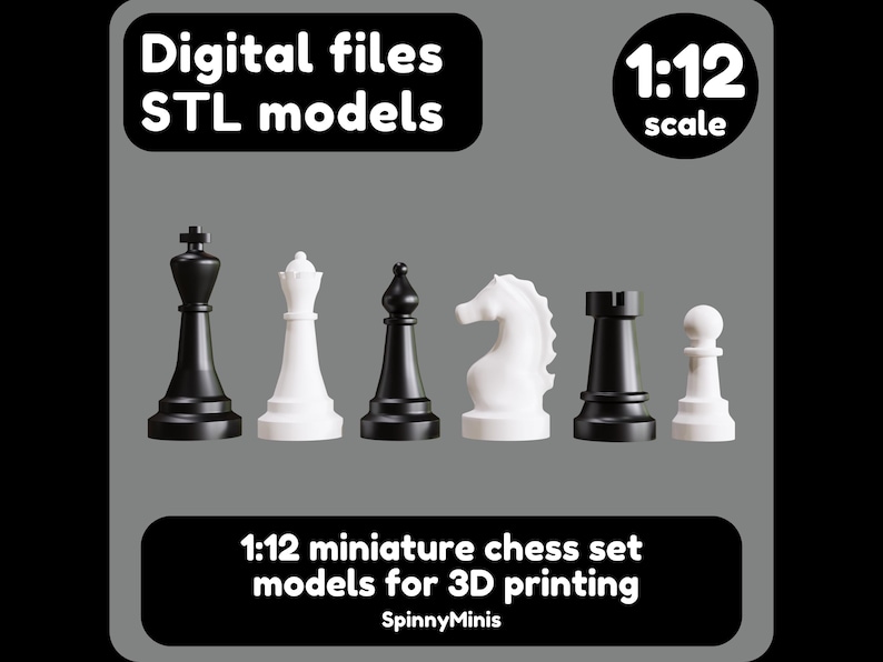 Digital Files - 1:12 Miniature Chess Set - Pieces and Board - Models ...