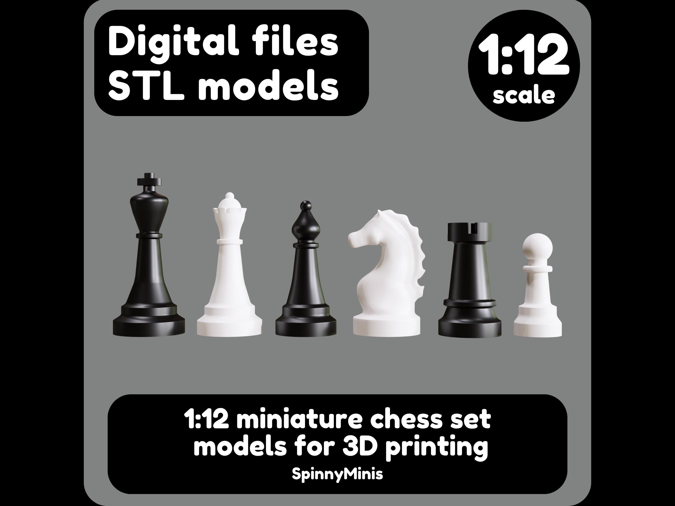 Digital Files - 1:12 Miniature Chess Set - Pieces and Board - Models ...
