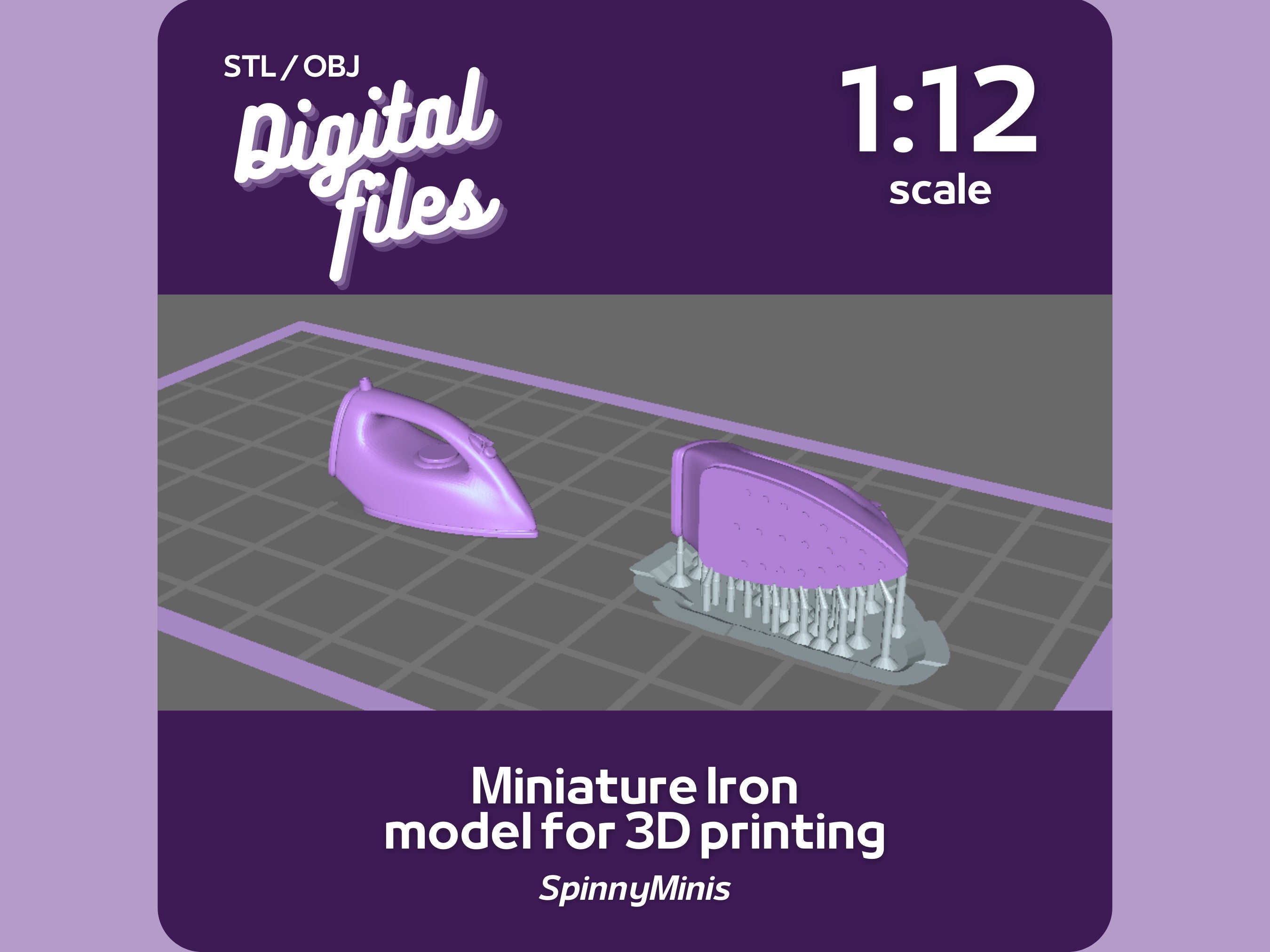 Digital Files 1:12 Miniature Modern Iron Models for 3D Printing STL ...