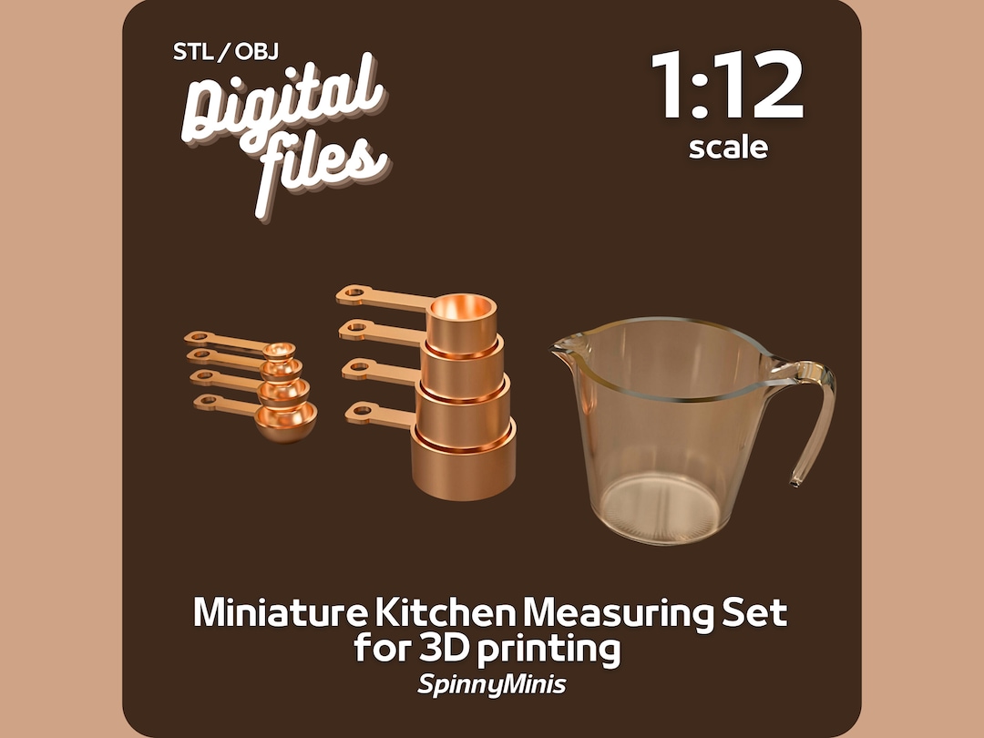 Digital Files - 1:12 Miniature Kitchen Measuring Cup, Spoon and Jug Set ...