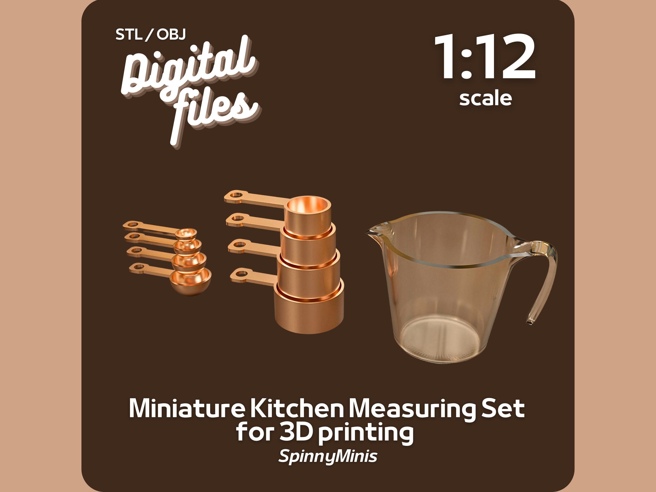 Digital Files - 1:12 Miniature Kitchen Measuring Cup, Spoon and Jug Set ...