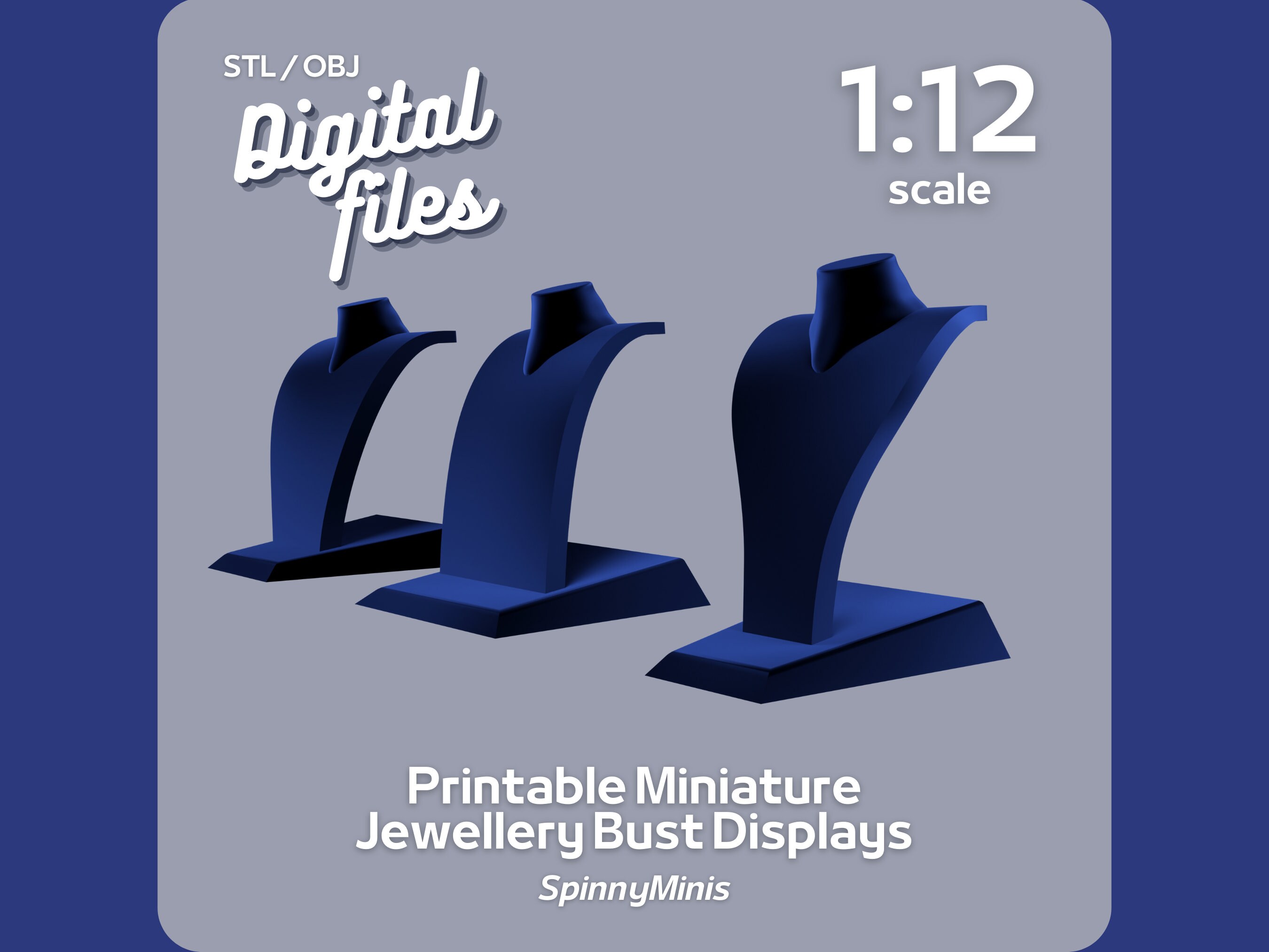 Digital Files 1:12 Miniature Necklace Jewellery / Jewelry Display Busts ...