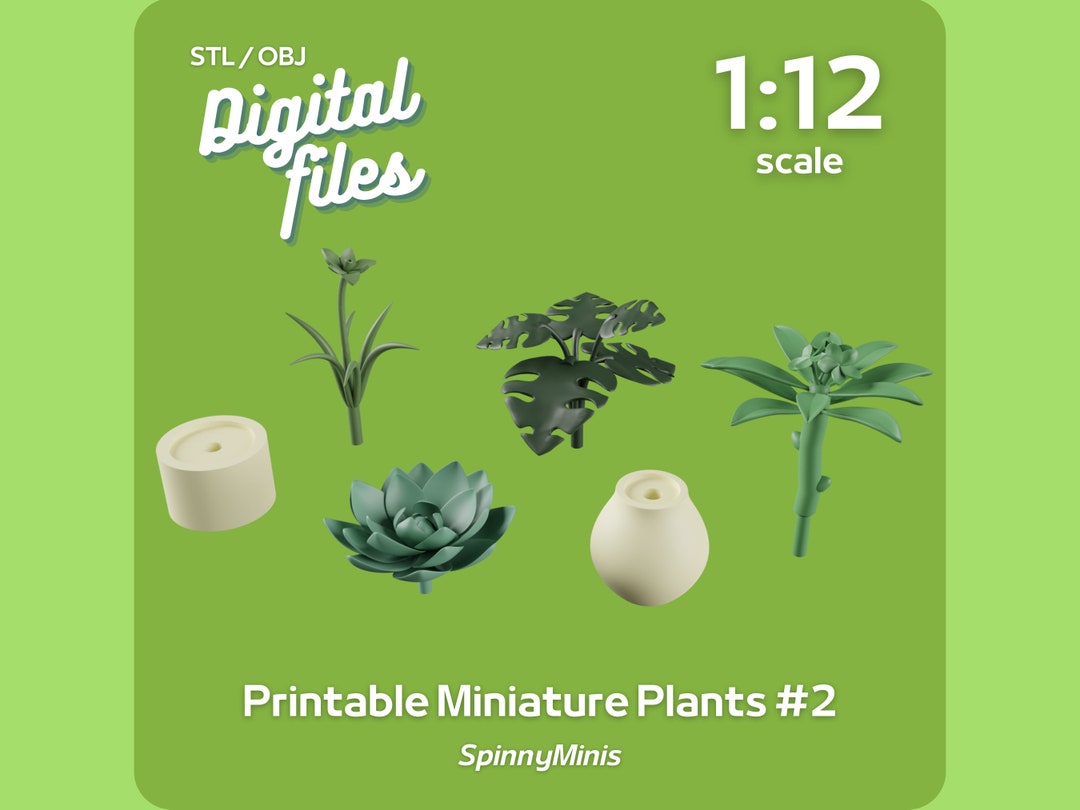 Digital Files - 1:12 Miniature Plant Kit #2 Frangipani, Monstera ...