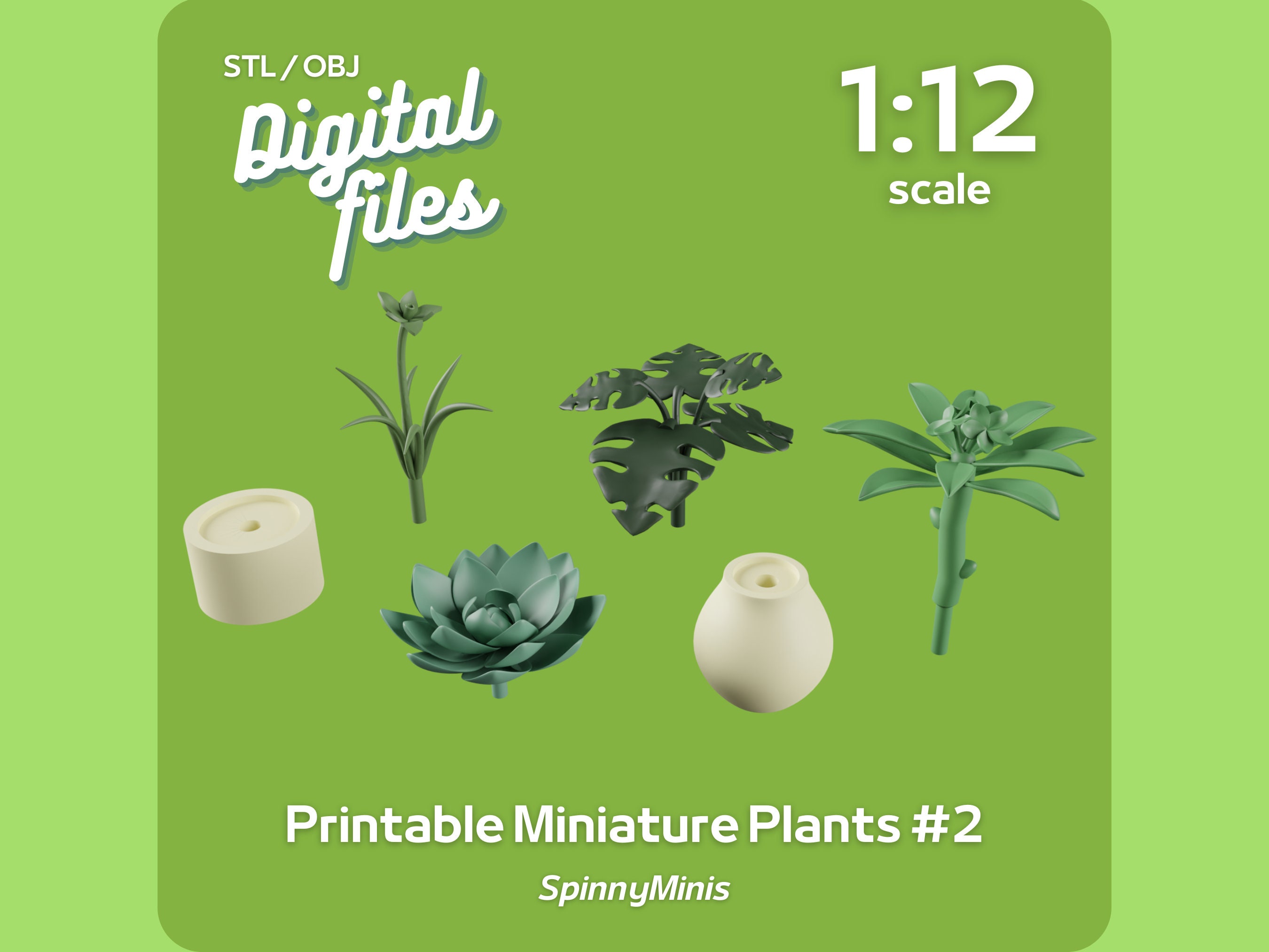 Digital Files 1:12 Miniature Plant Kit 2 Frangipani, Monstera, Daffodil ...
