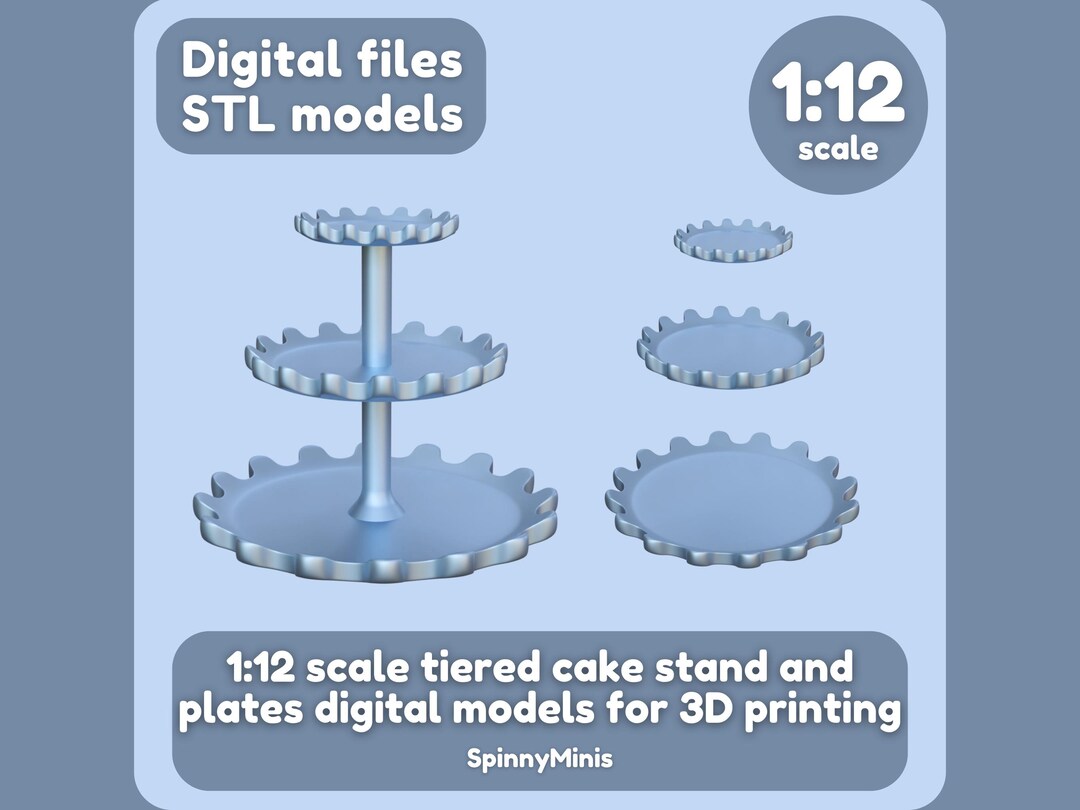Digital Files - 1:12 Miniature Tiered Cake Stand and Serving Plates ...
